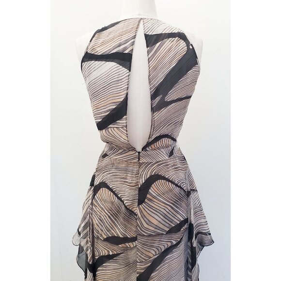 Diane Von Furstenberg Womens Chiffon Nydian Swirl Twist Deep Grey Dress